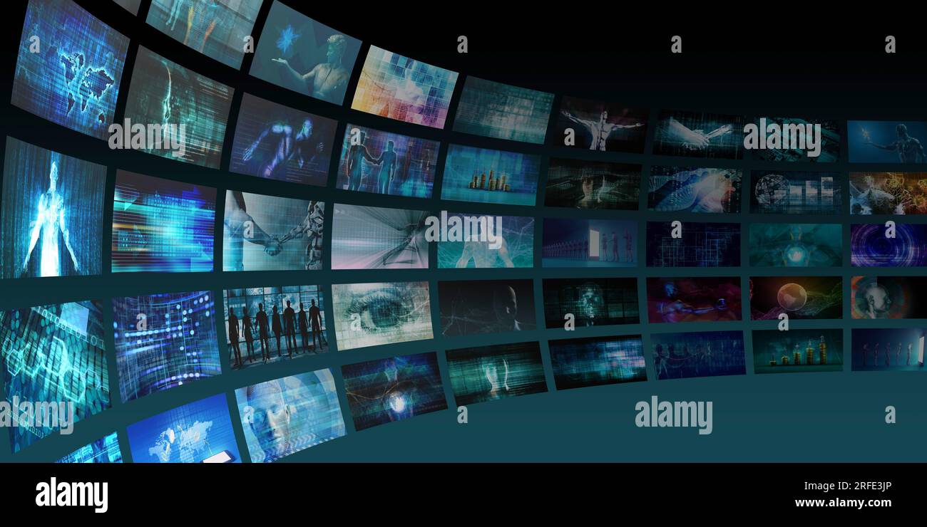 Digital Entertainment and Streaming Broadcast Technology Art Stock ...