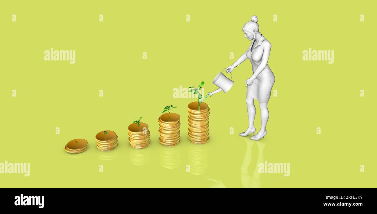 Growth Investment with Businesswoman Growing Her Wealth Stock Photo - Alamy