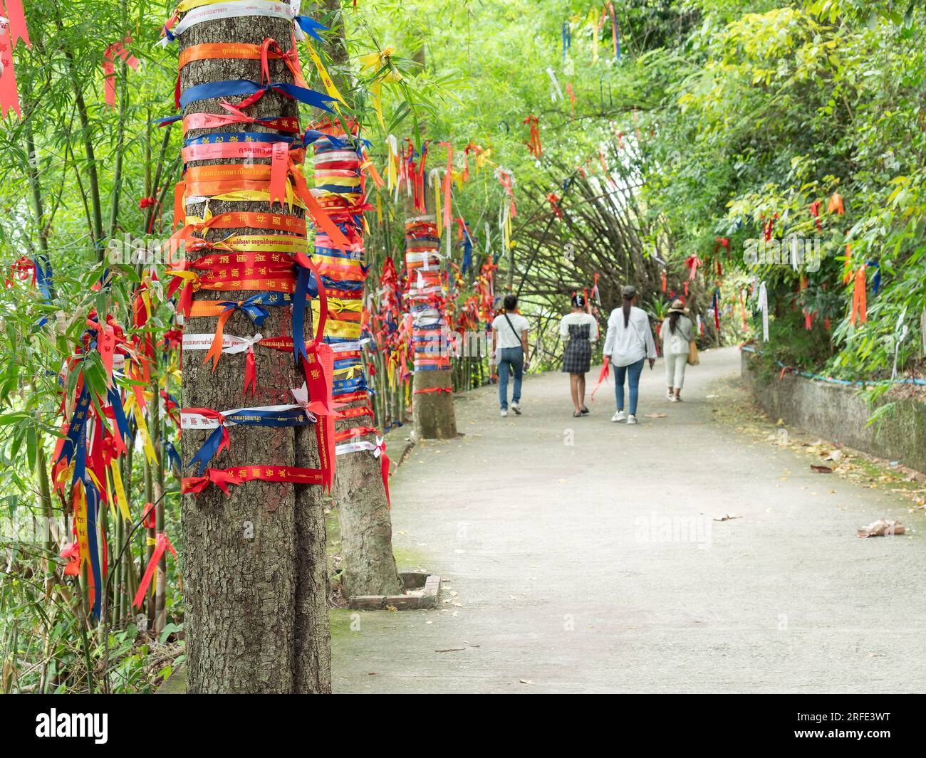 The road to the glass bridge at Wat Khao Tabaek in Chonburi, Thailand ...
