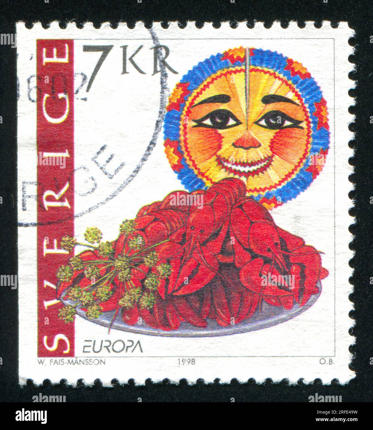 SWEDEN - CIRCA 1998: stamp printed by Sweden, shows Crayfish party ...