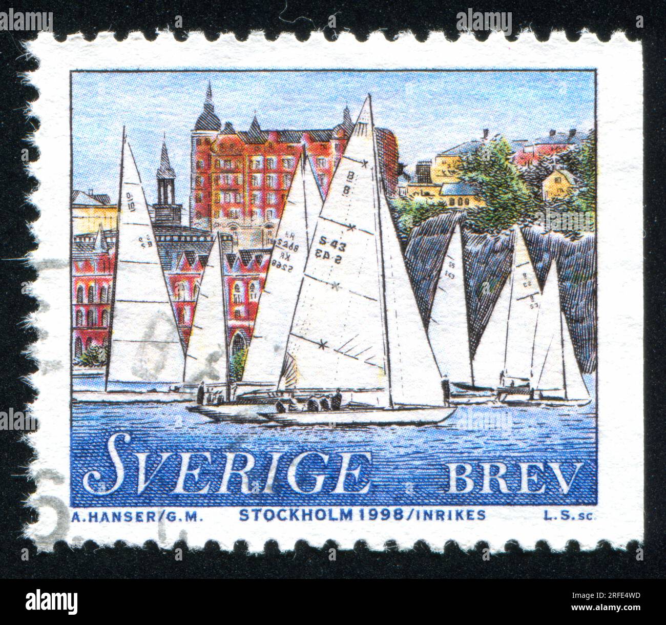 SWEDEN - CIRCA 1998: stamp printed by Sweden, shows Sail boats, circa ...