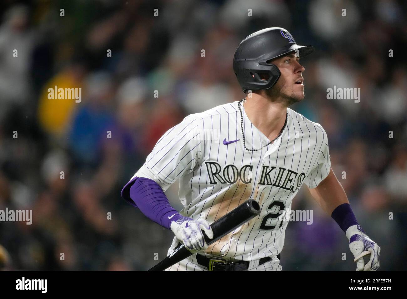 Colorado Rockies right fielder Nolan Jones (22) in the seventh inning ...