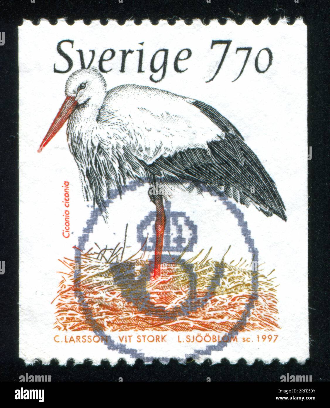 SWEDEN - CIRCA 1997: stamp printed by Sweden, shows White Stork, circa ...