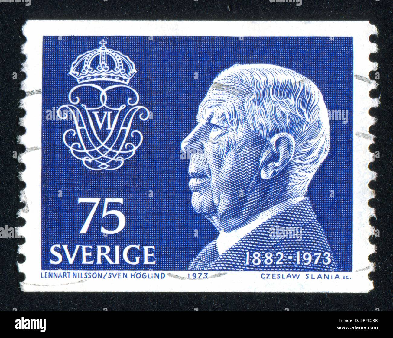 SWEDEN - CIRCA 1973: stamp printed by Sweden, shows King Gustaf VI ...