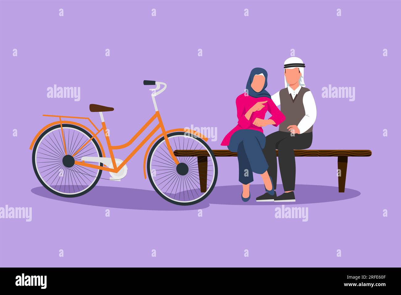 Cartoon flat style drawing romantic couple chatting while sitting on ...