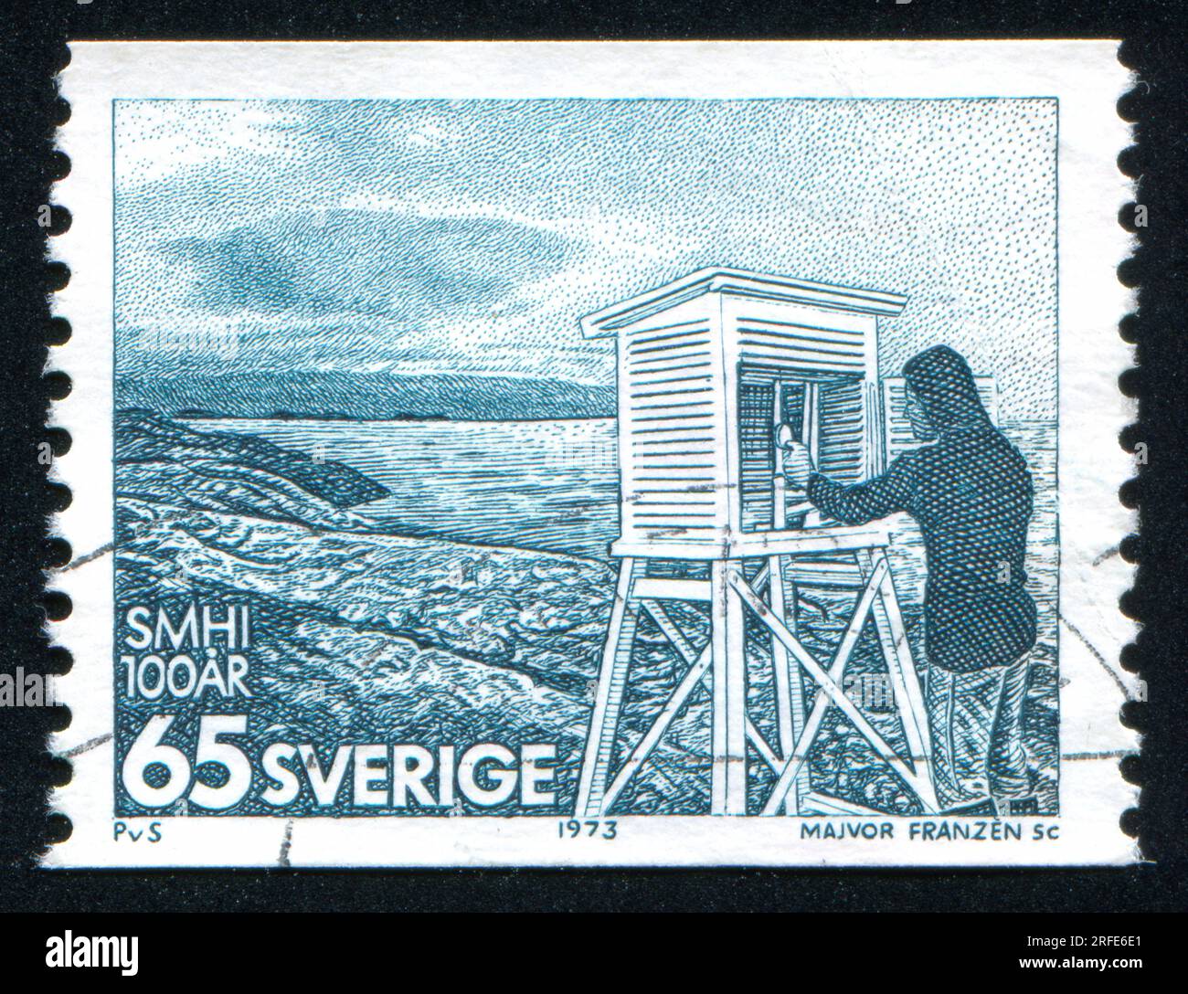 SWEDEN - CIRCA 1973: stamp printed by Sweden, shows Observer Reading ...