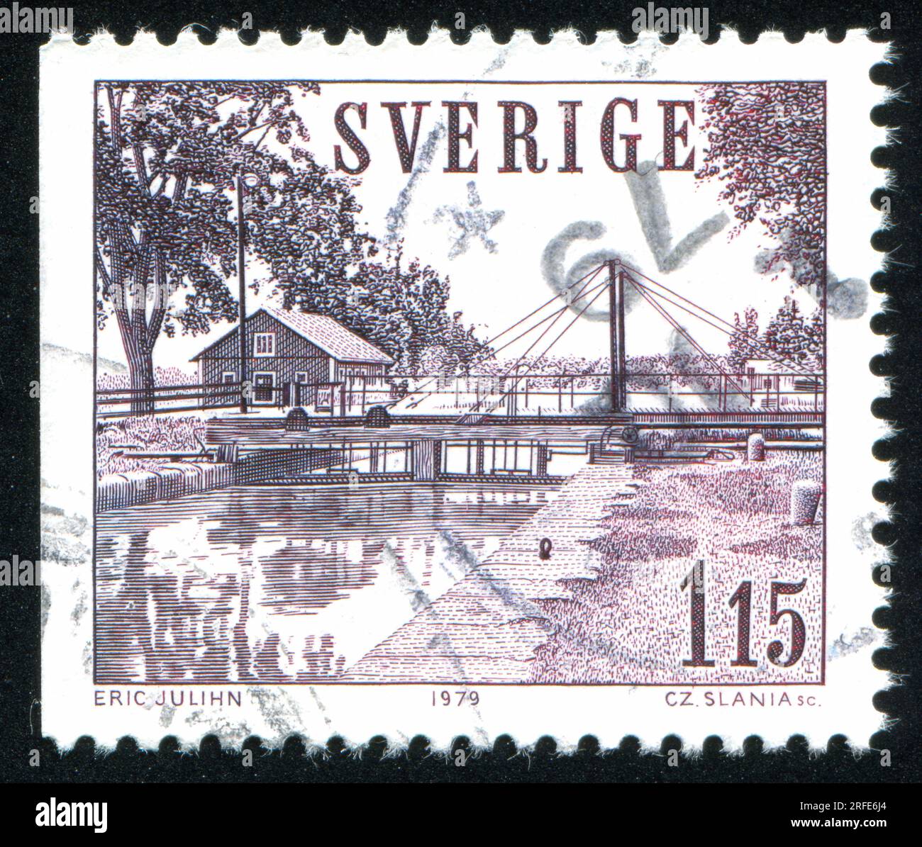 SWEDEN - CIRCA 1979: stamp printed by Sweden, shows Roller Bridge ...