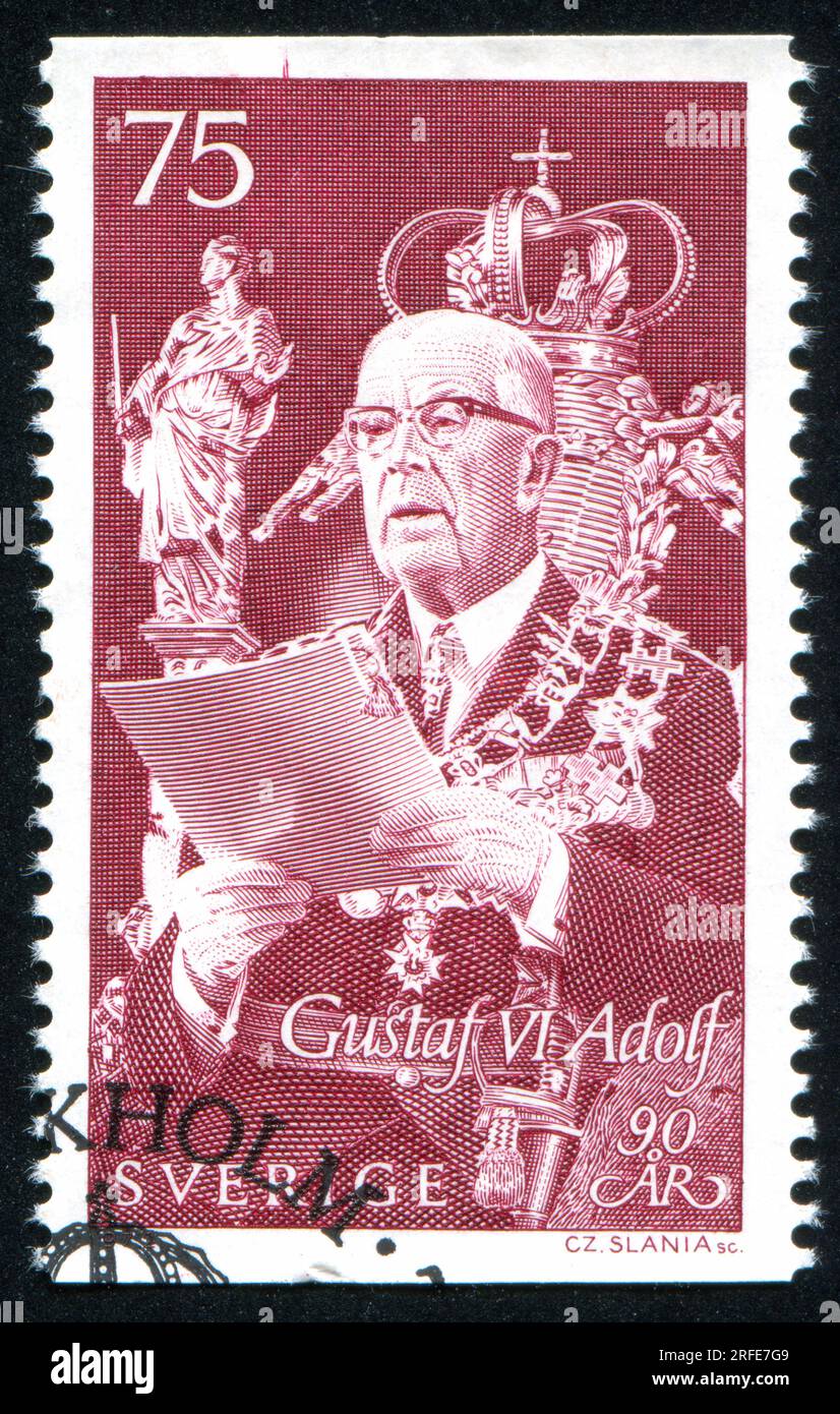 SWEDEN - CIRCA 1972: stamp printed by Sweden, shows King Gustaf VI ...