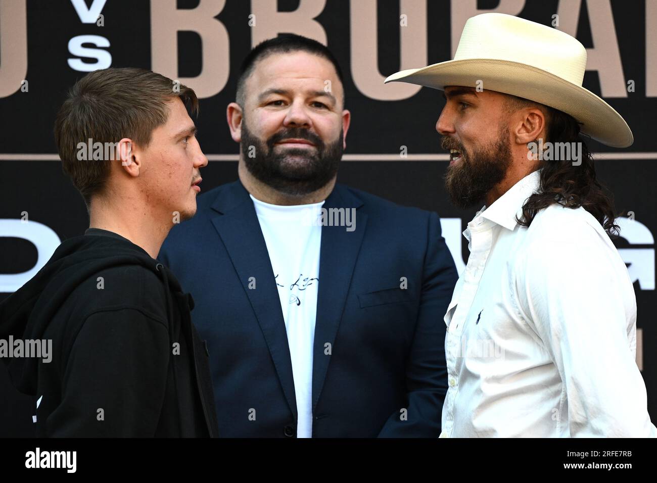Sydney, Australia. 03rd Aug, 2023. Australian boxers Nikita Tszyu (left ...