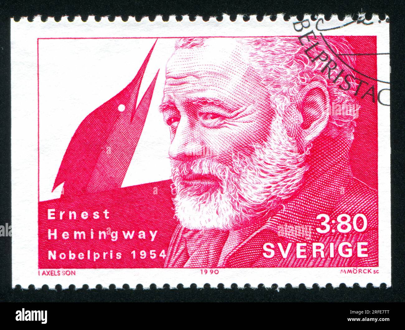 SWEDEN - CIRCA 1990: stamp printed by Sweden, shows Ernest Hemingway ...