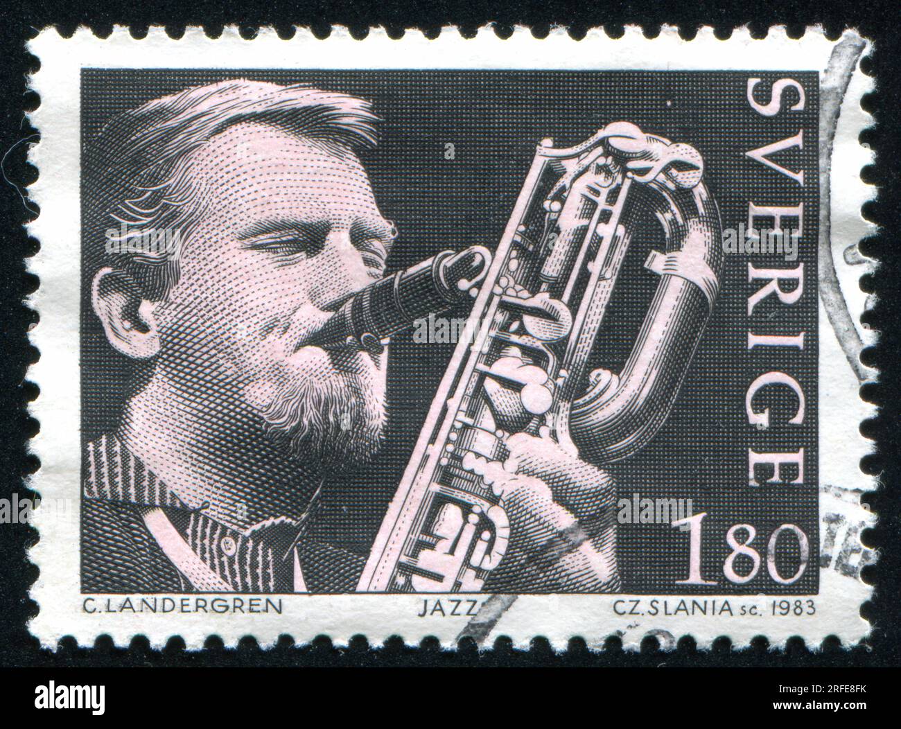 SWEDEN - CIRCA 1983: stamp printed by Sweden, shows Lars Gullin, jazz ...