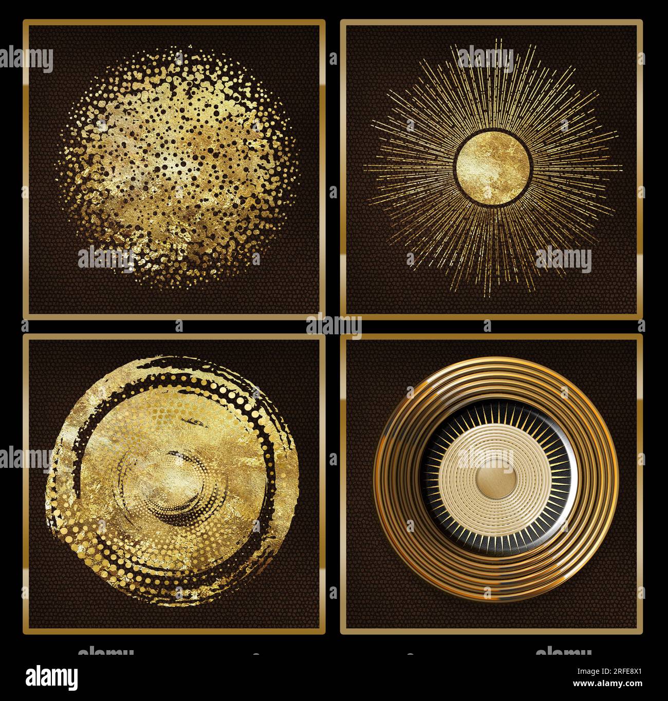 Modern Nordic pattern wall decor. wall frame poster art. a golden ...