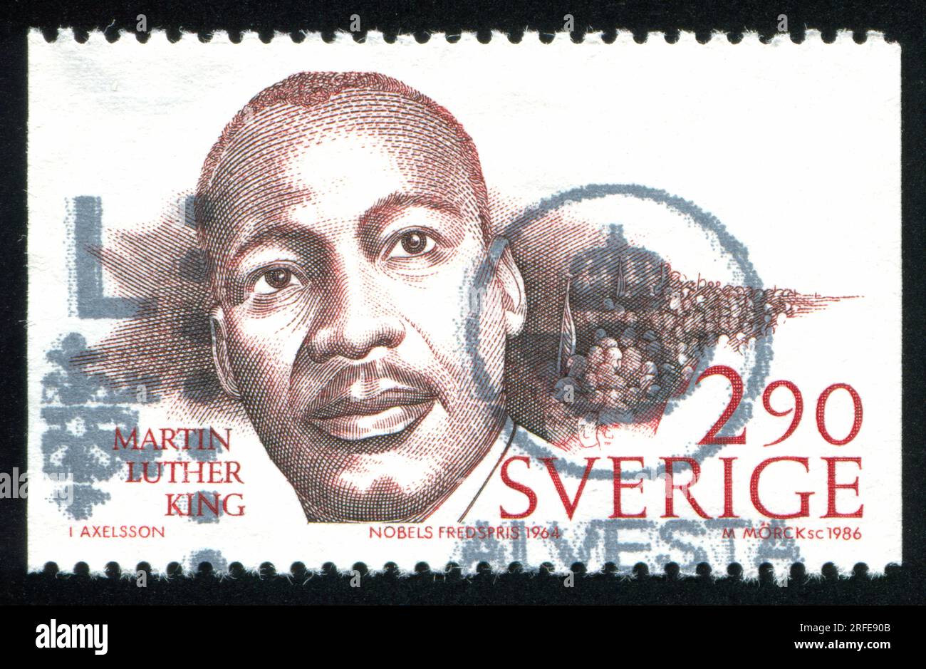 SWEDEN - CIRCA 1986: stamp printed by Sweden, shows Martin Luther King ...