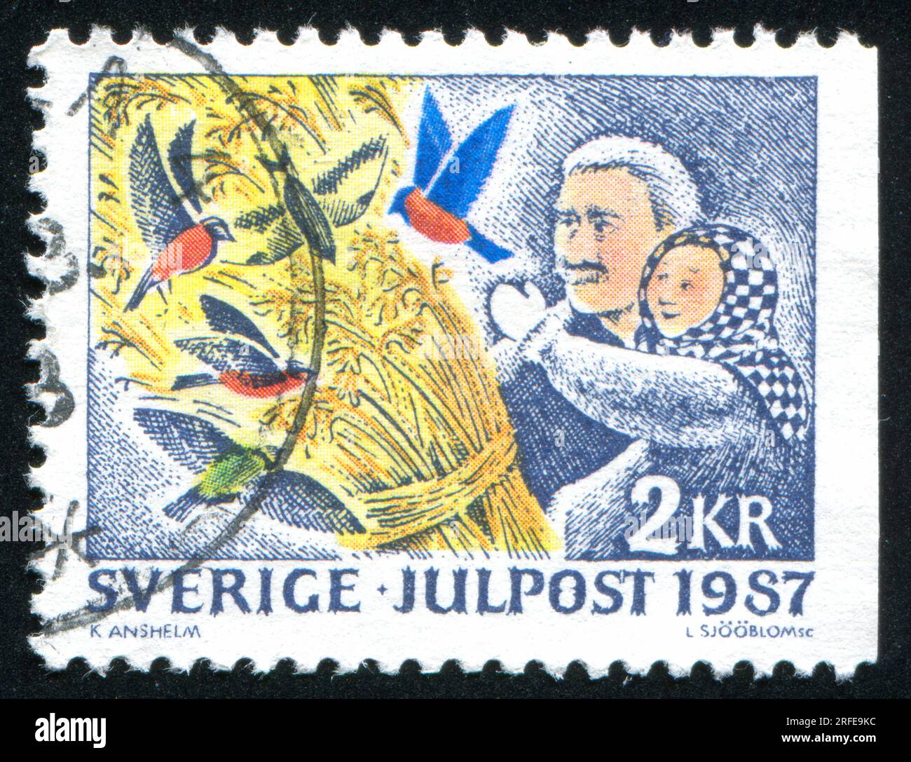 SWEDEN - CIRCA 1987: stamp printed by Sweden, shows Hanging out sheaves ...