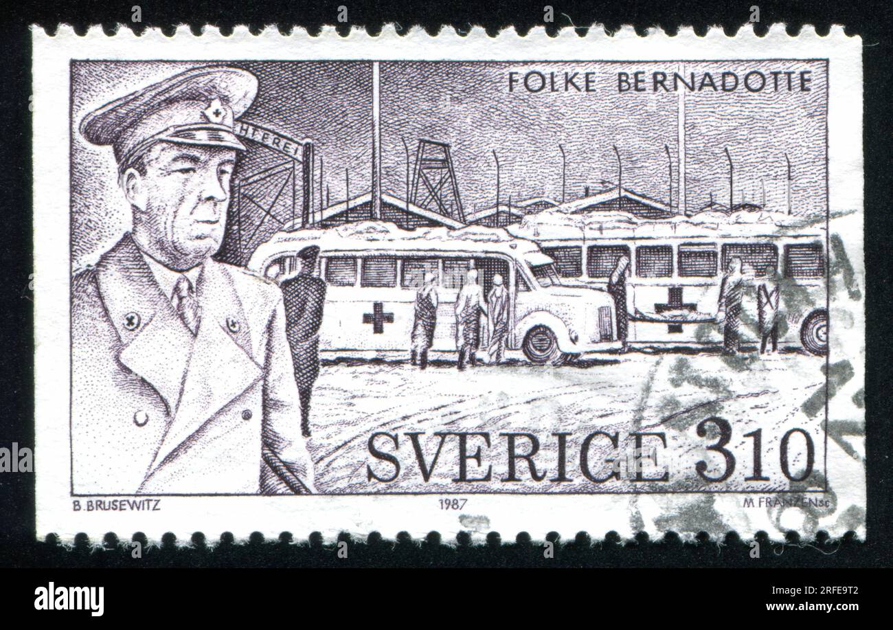 SWEDEN - CIRCA 1987: stamp printed by Sweden, shows Folke Bernadotte af ...