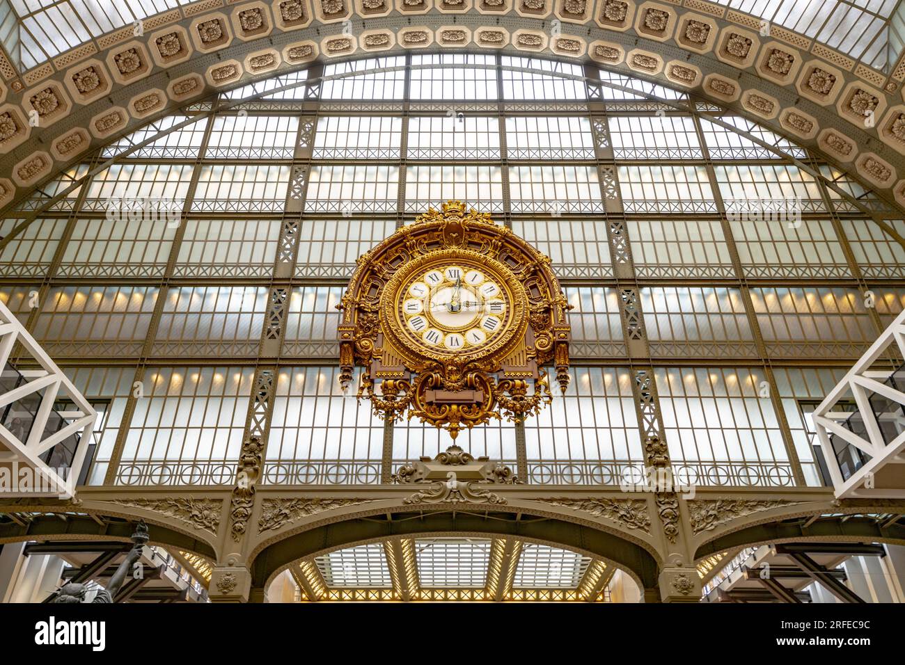 Ornamental golden clock in Orsay Museum, French: Musee d Orsay, in ...