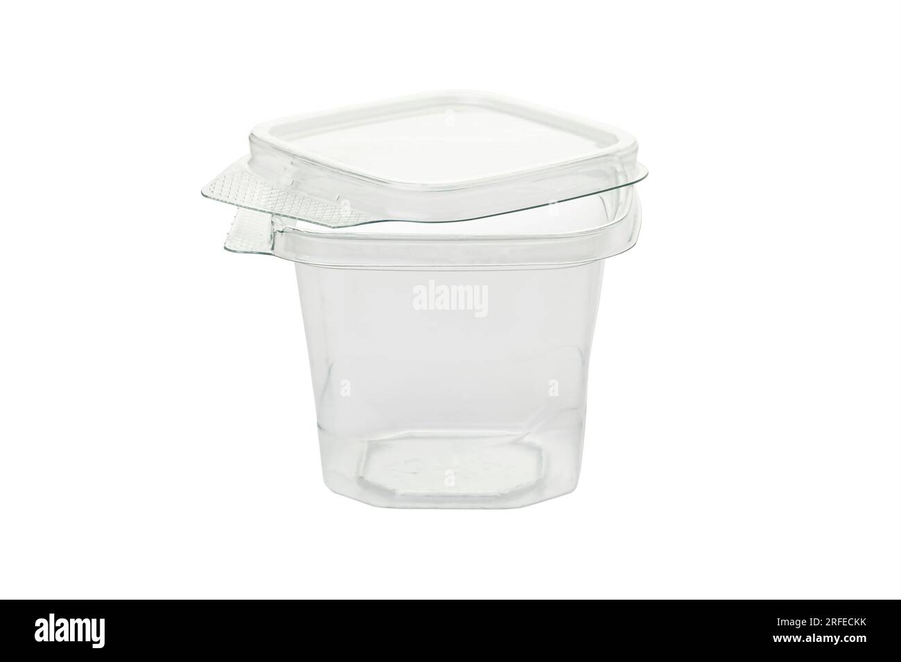 Plastic dessert box square shape disposable isolated on white ...