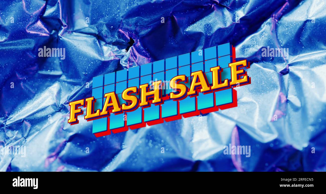 Image of flash sale text over close up of blue crumpled paper Stock ...