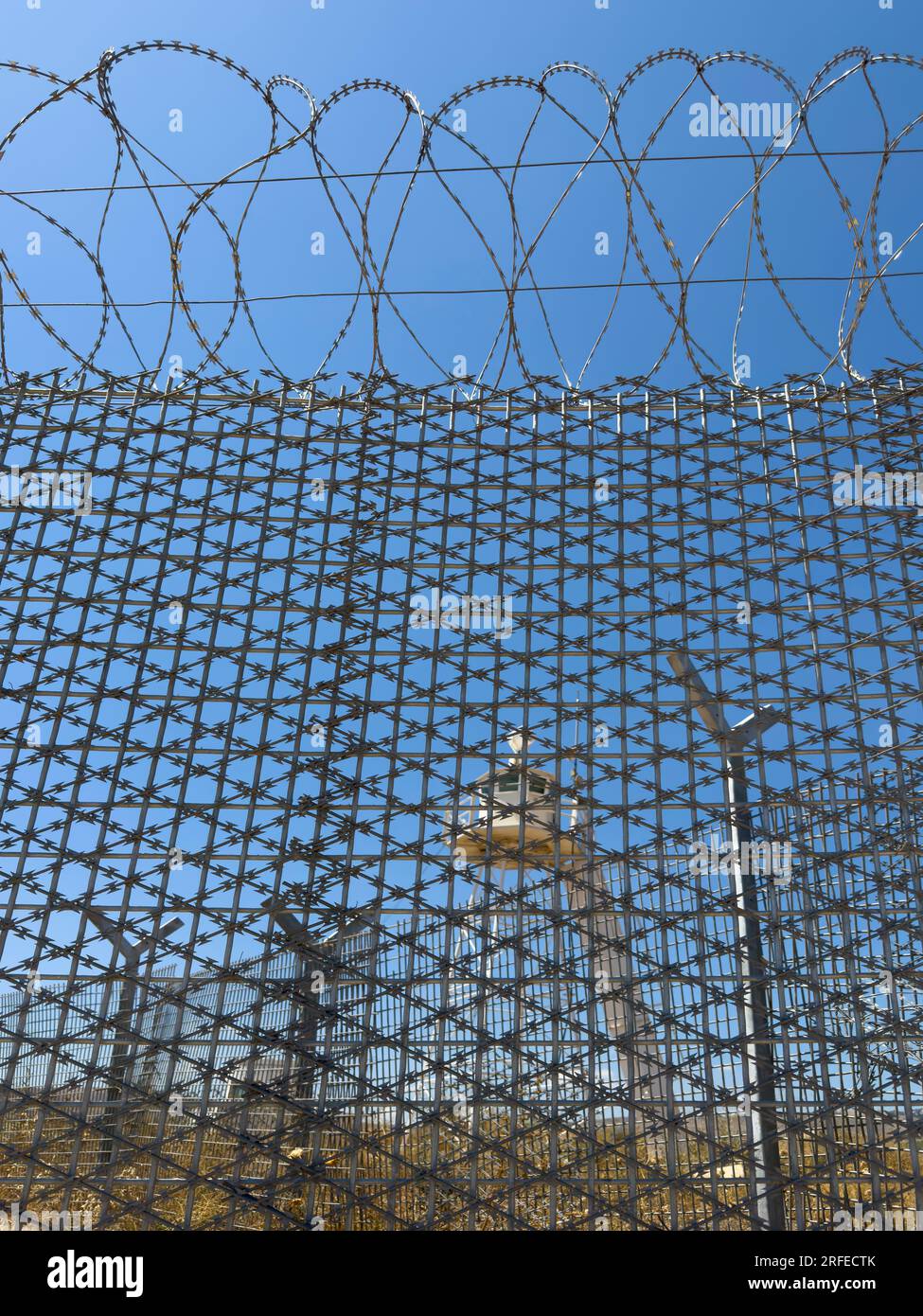 An observation tower of the UN Interim Force in Lebanon (UNIFIL) stands ...