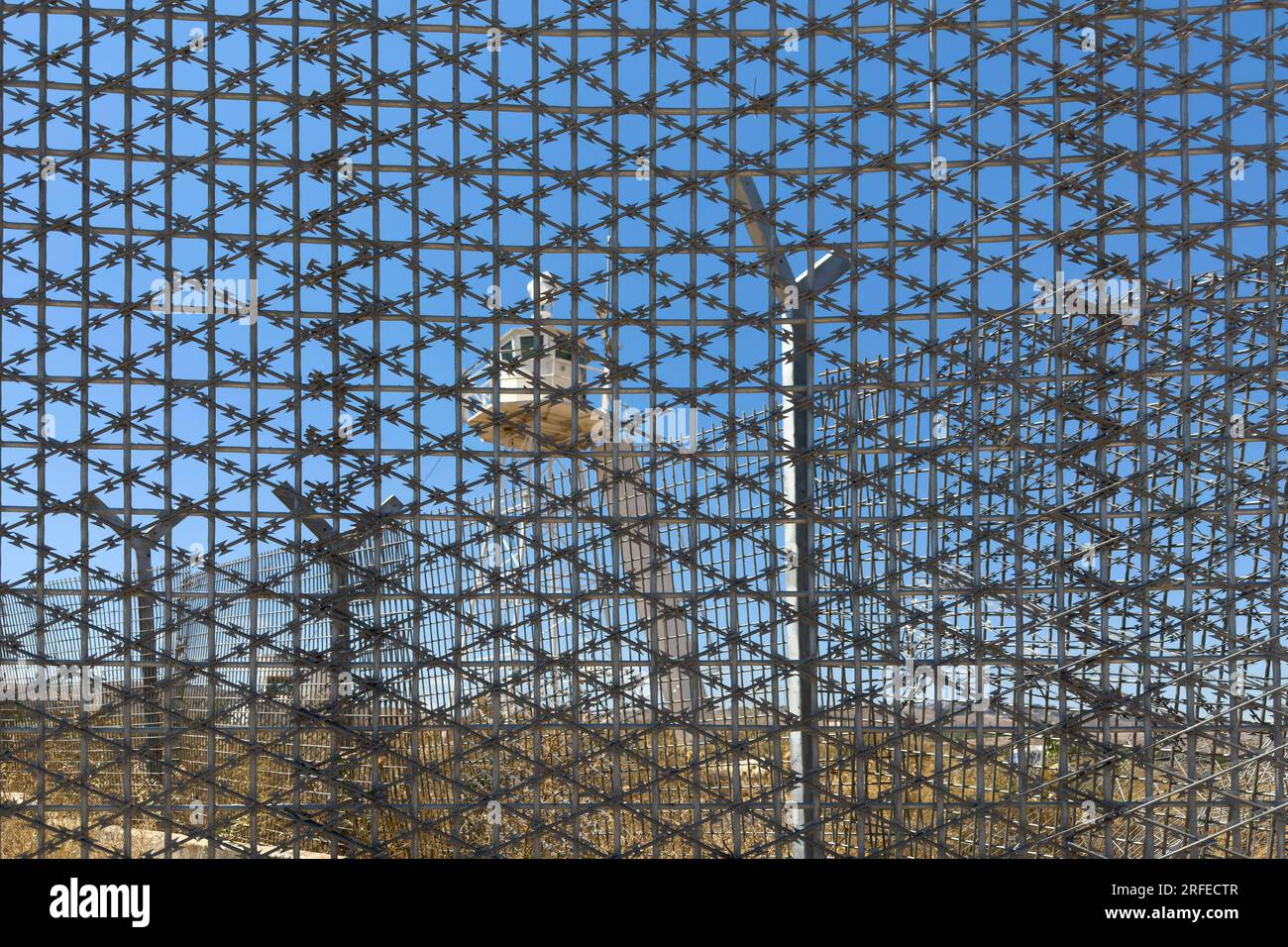 An observation tower of the UN Interim Force in Lebanon (UNIFIL) stands ...