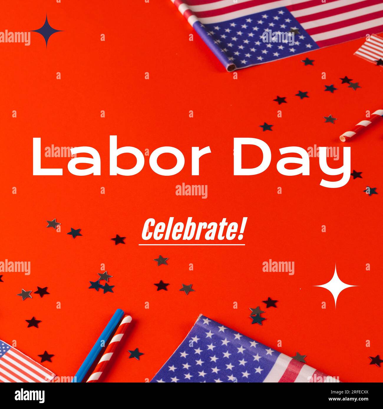 Labor day, celebrate text in white with flags of america and black ...