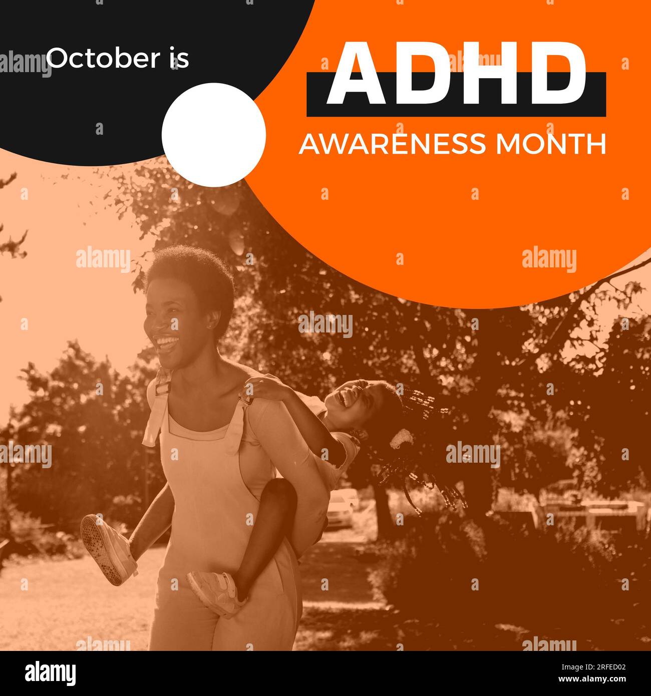 Adhd awareness month text with happy african american mother and ...