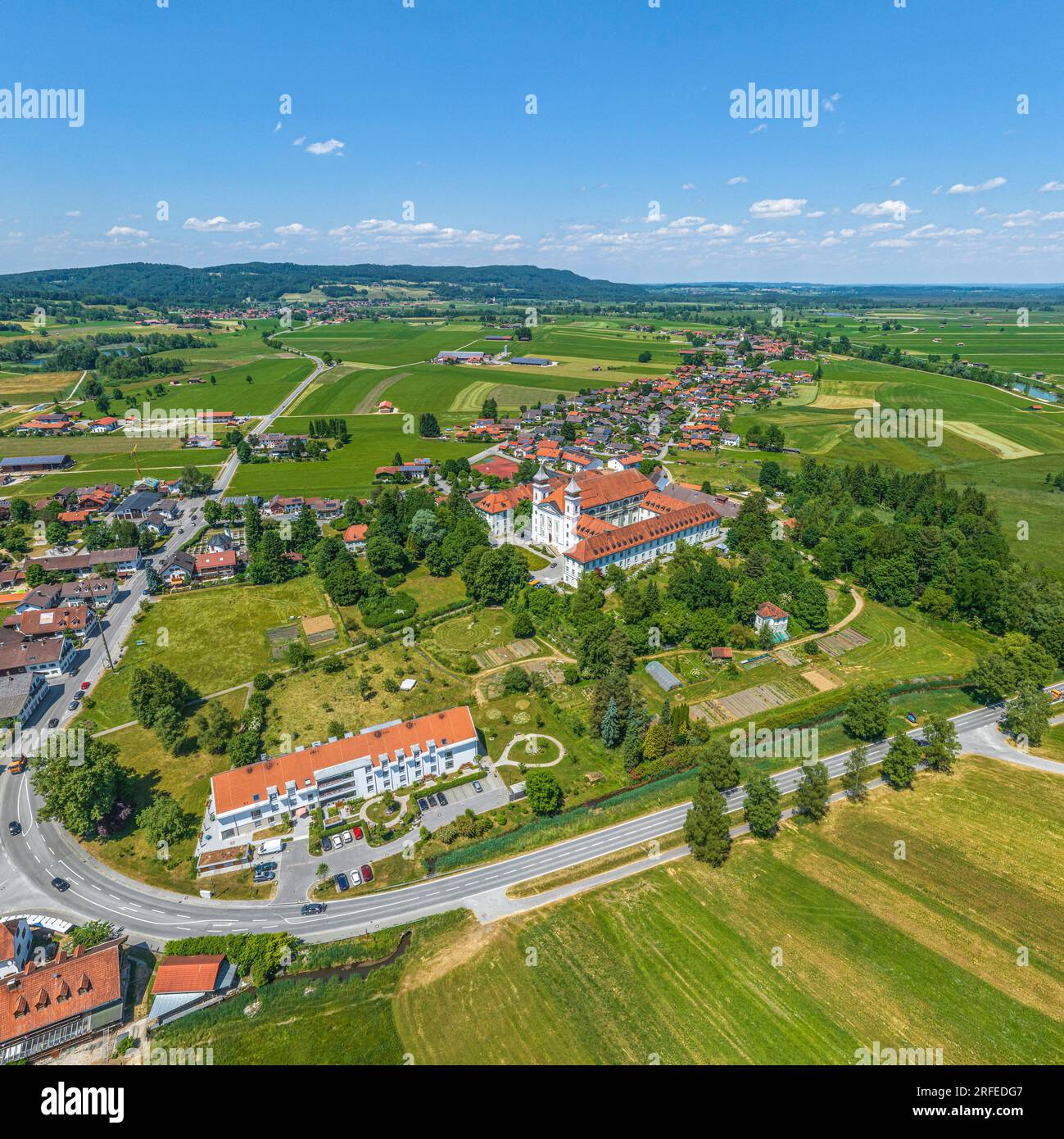 The region around Schlehdorf on Lake Kochel in bavarian upper land fron ...