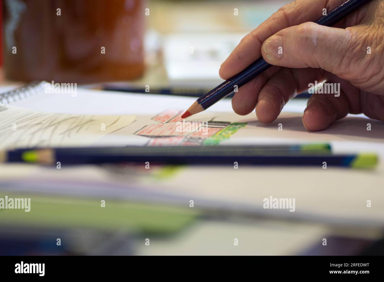 Hand colouring pencil hi-res stock photography and images - Alamy