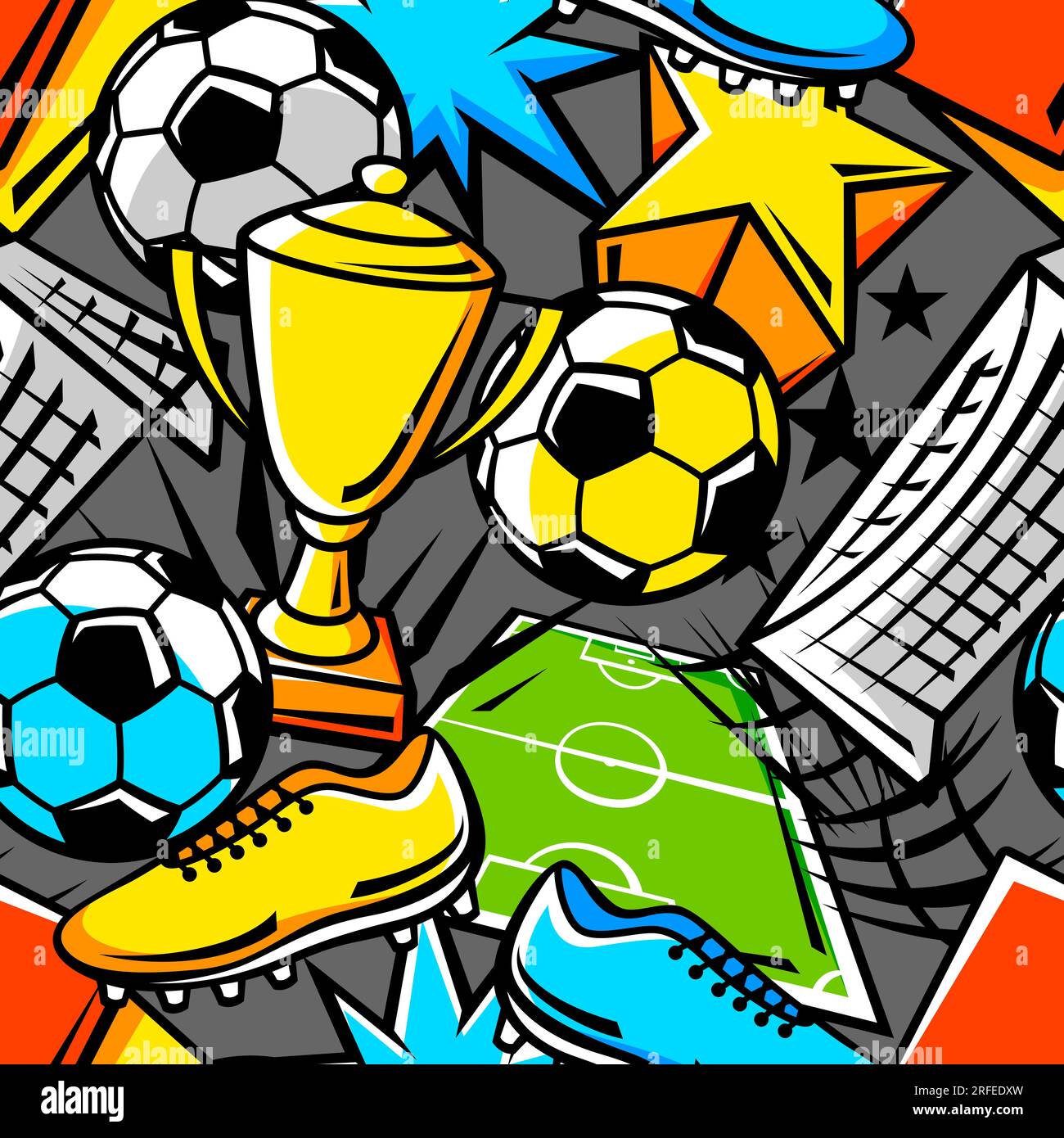 Pattern with soccer symbols. Football club illustration Stock Vector ...