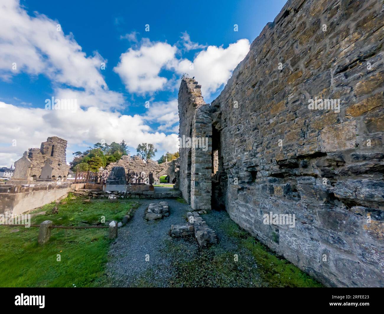 The historic Abbey Graveyard in Donegal town, which was build by Hugh O ...