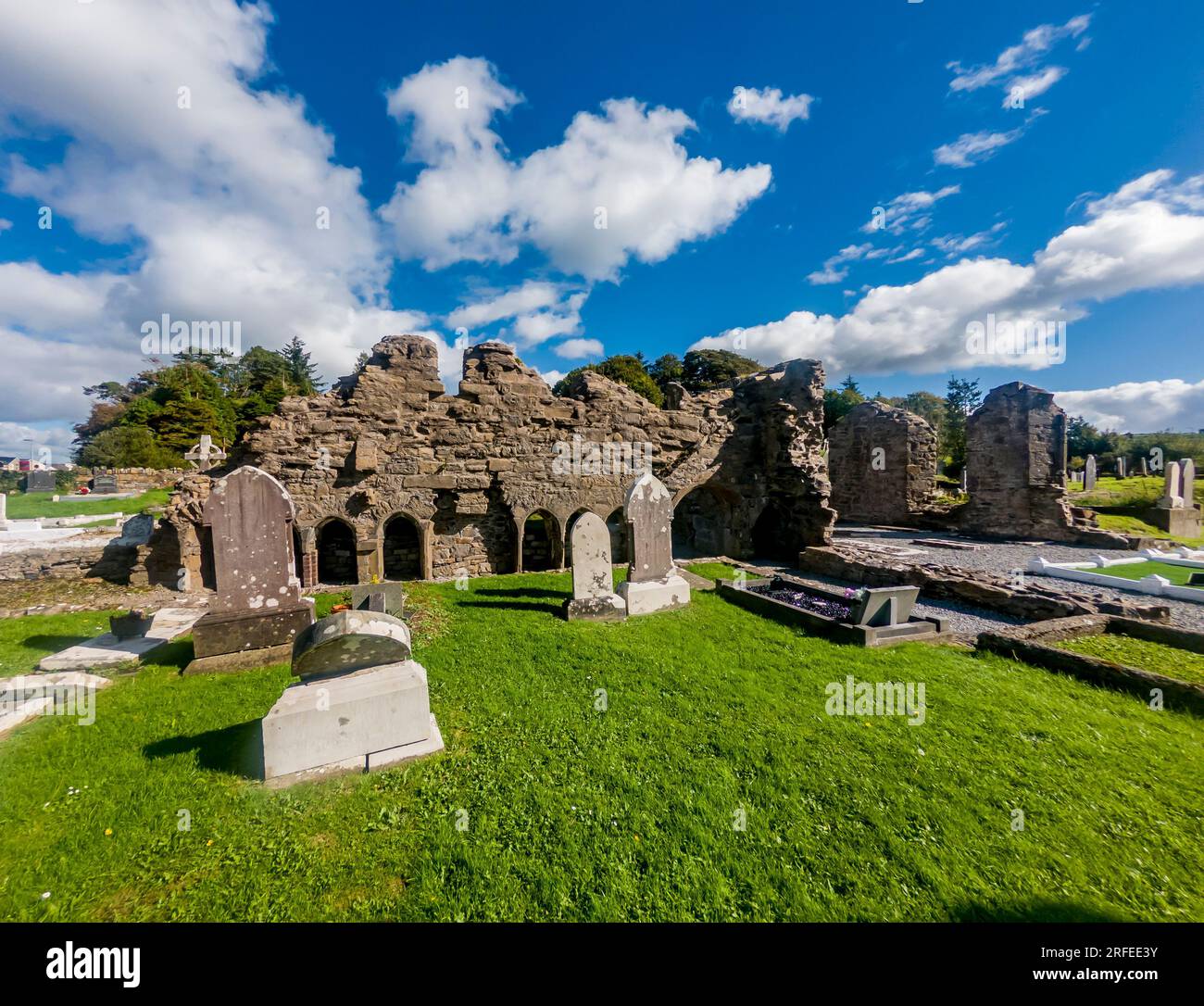 The historic Abbey Graveyard in Donegal town, which was build by Hugh O ...