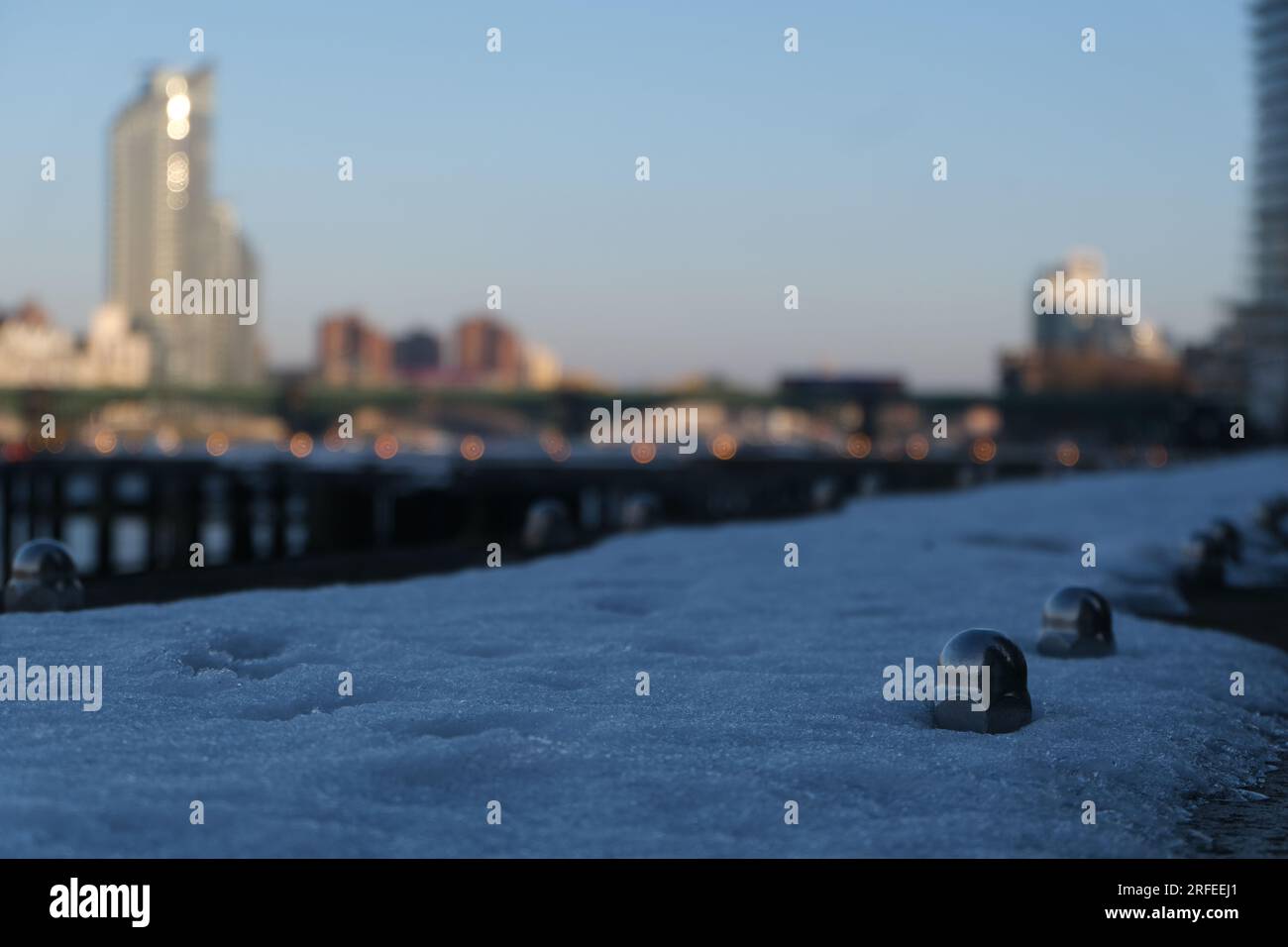 Snowy and wintery scene of the Riverside in London Stock Photo - Alamy