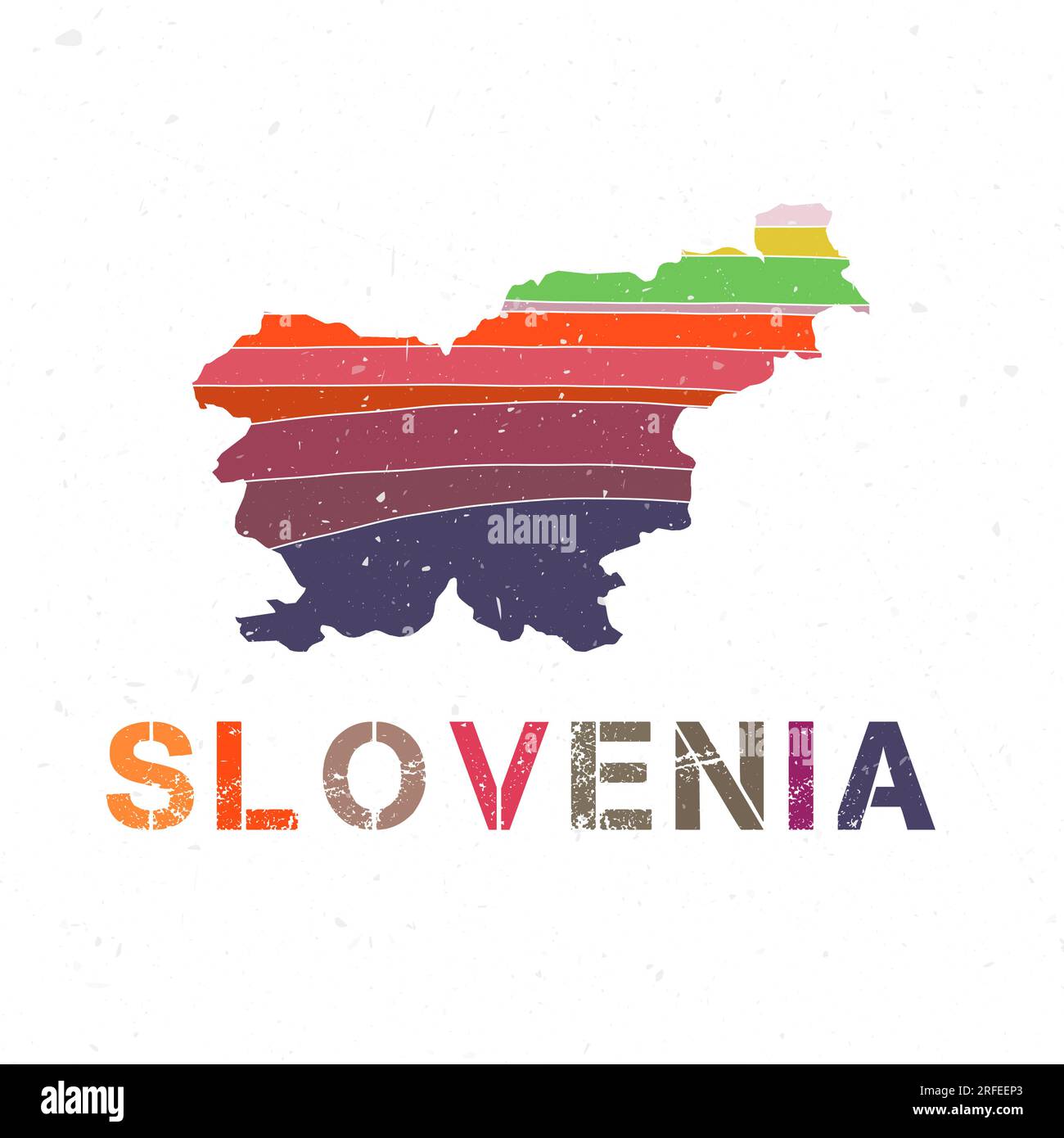 Slovenia map design. Shape of the country with beautiful geometric waves and grunge texture ...