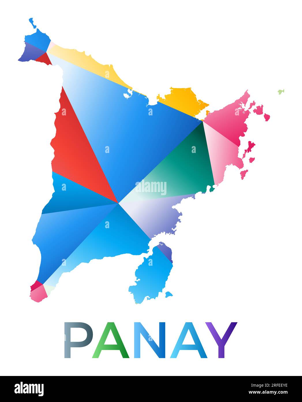 Bright colored Panay shape. Multicolor geometric style island logo ...