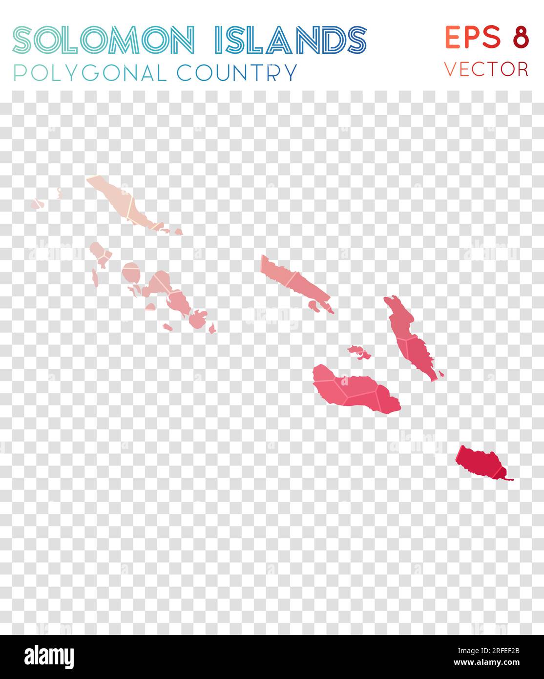 Solomon Islands polygonal map, mosaic style country. Breathtaking low poly style, modern design ...