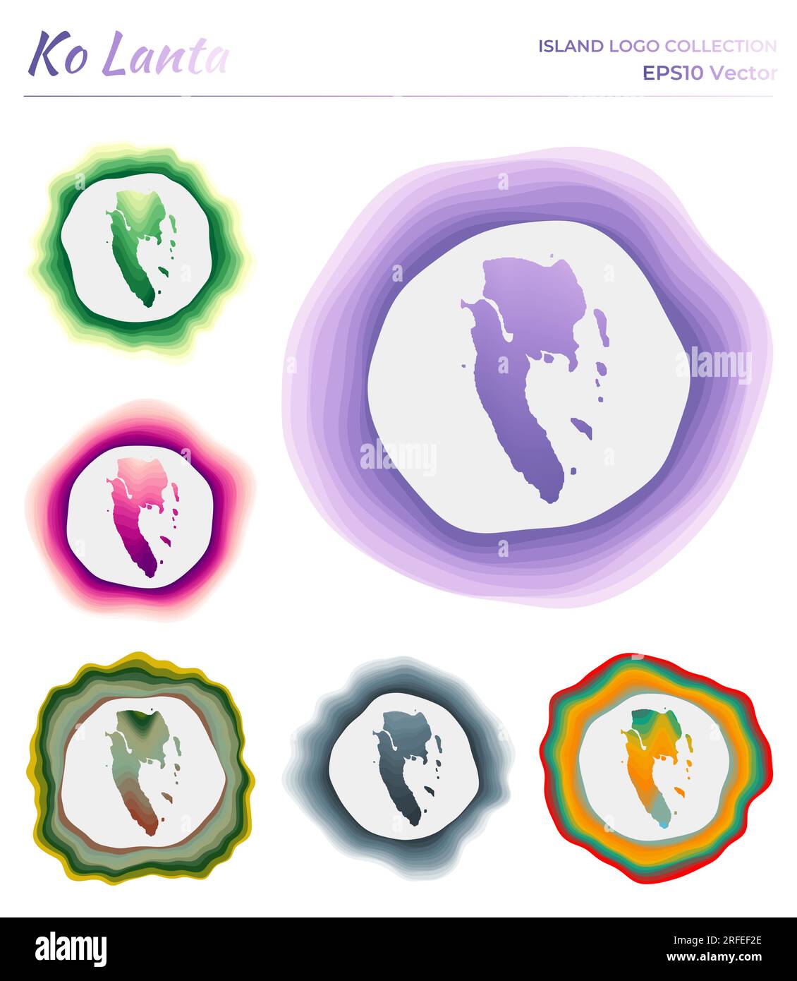 Ko Lanta logo collection. Colorful badge of the island. Layers around ...