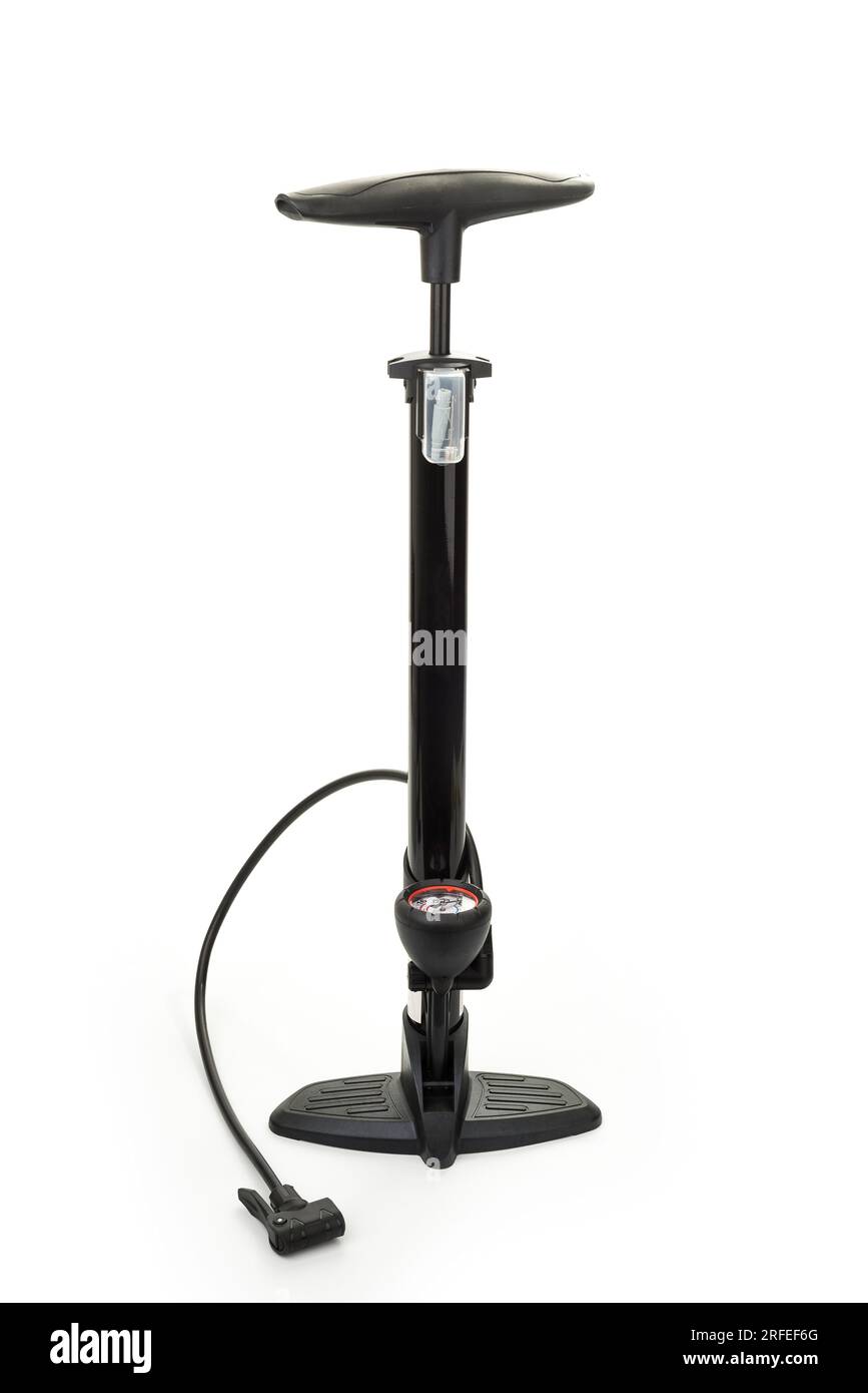 Bicycle and car hand pump on a white Stock Photo - Alamy