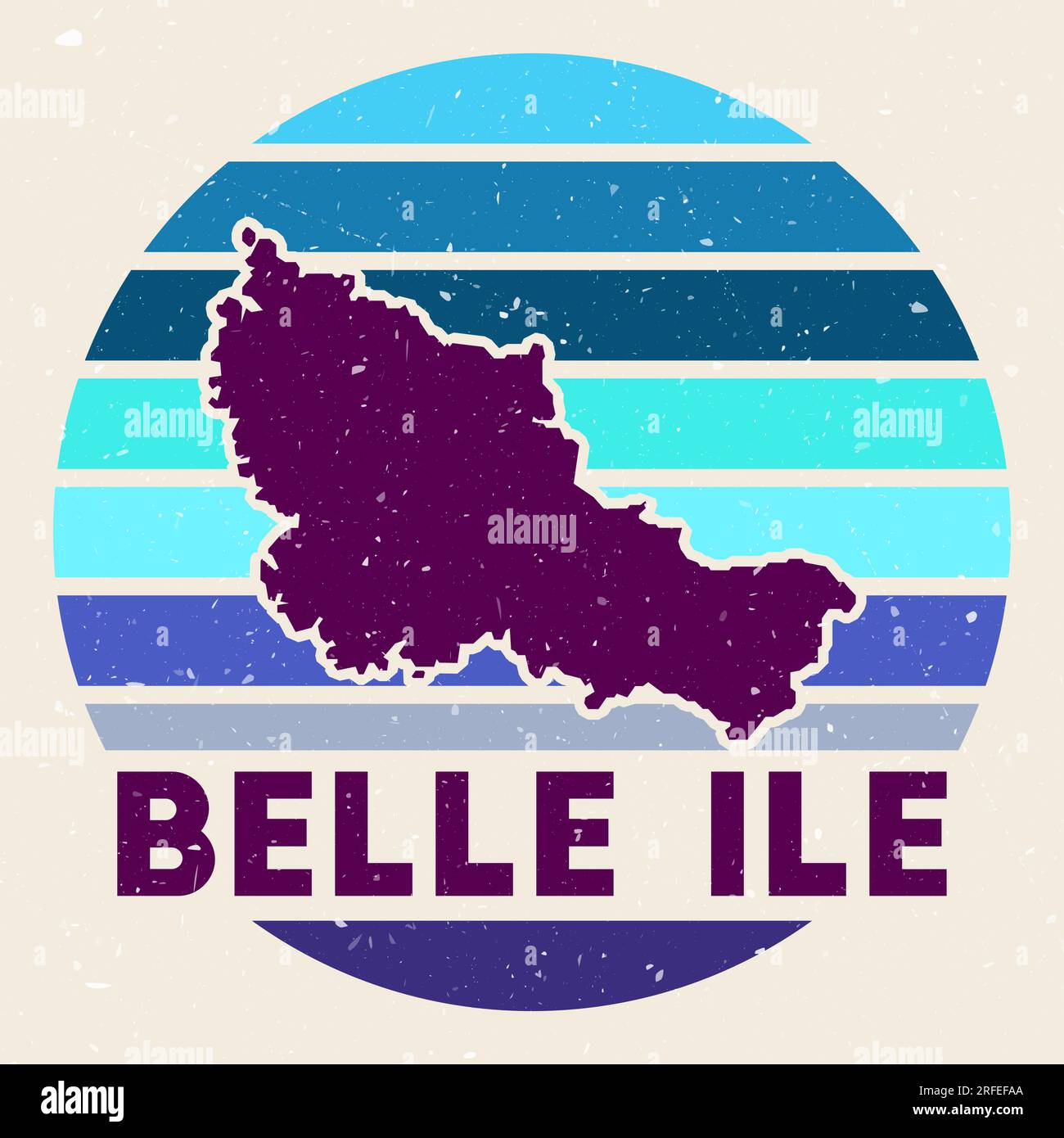 Belle Ile logo. Sign with the map of island and colored stripes, vector illustration Stock ...