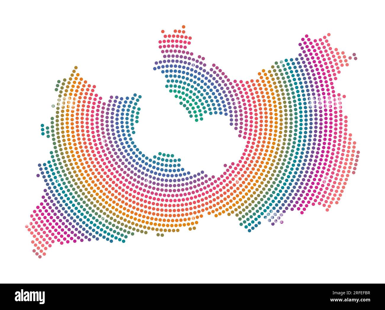 Milos dotted map. Digital style shape of Milos. Tech icon of the island with gradiented dots ...