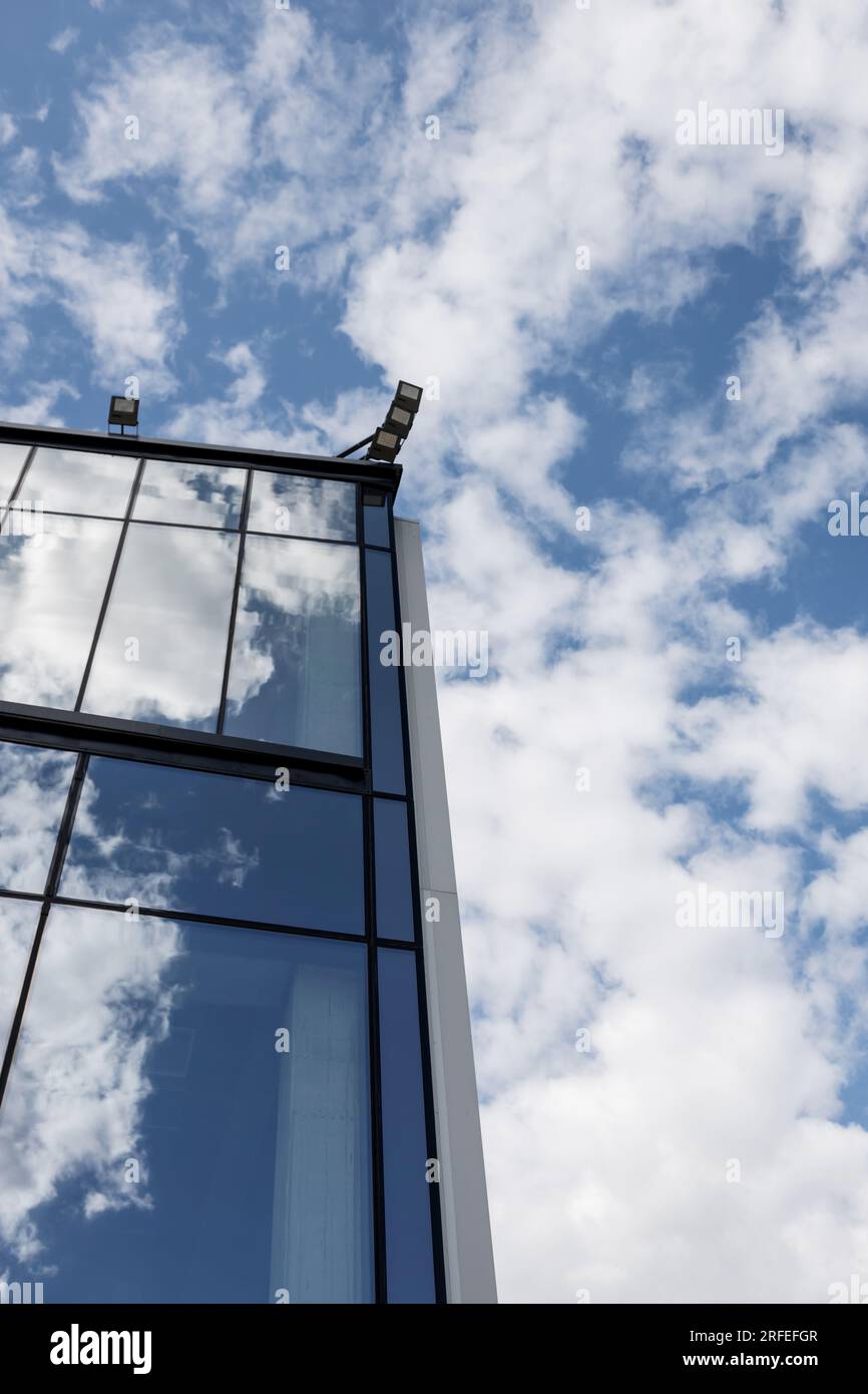 office building window, reflection and perspective. Modern architecture ...