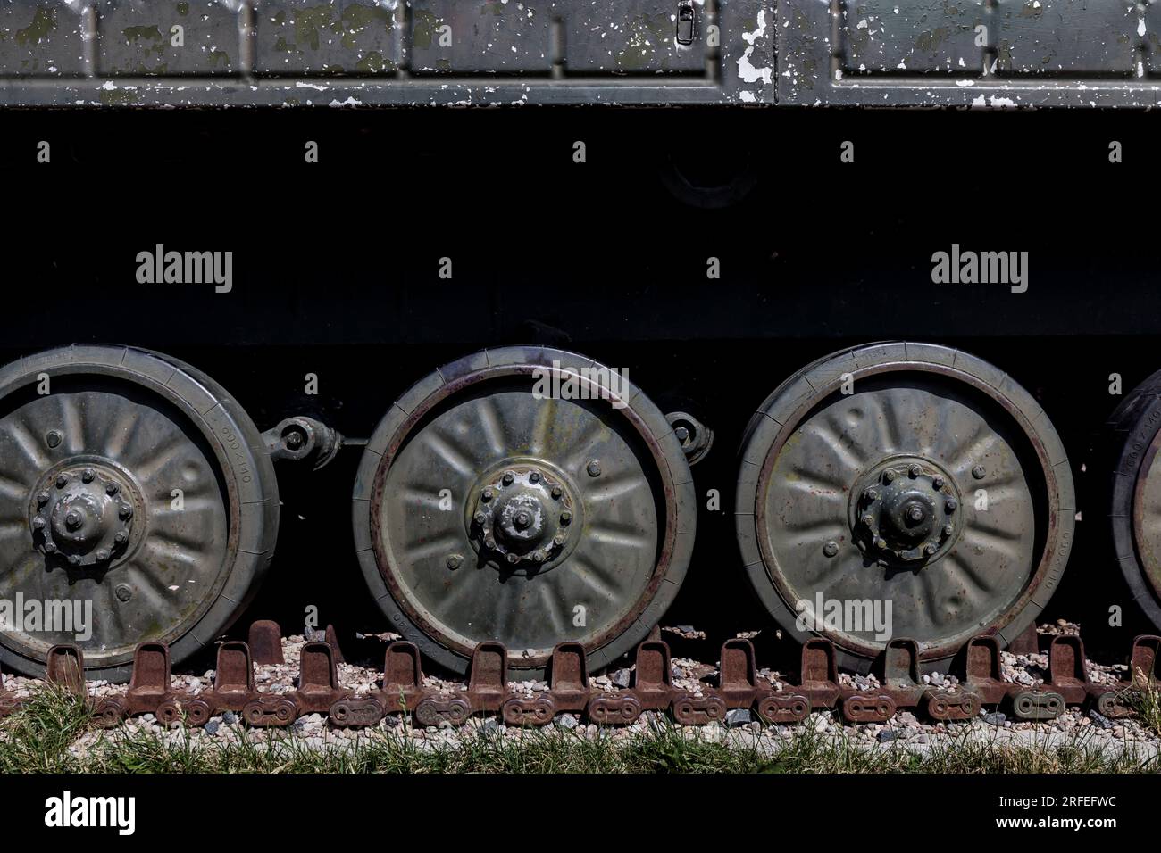 Tracks of the tank on the ground. army concept Stock Photo - Alamy