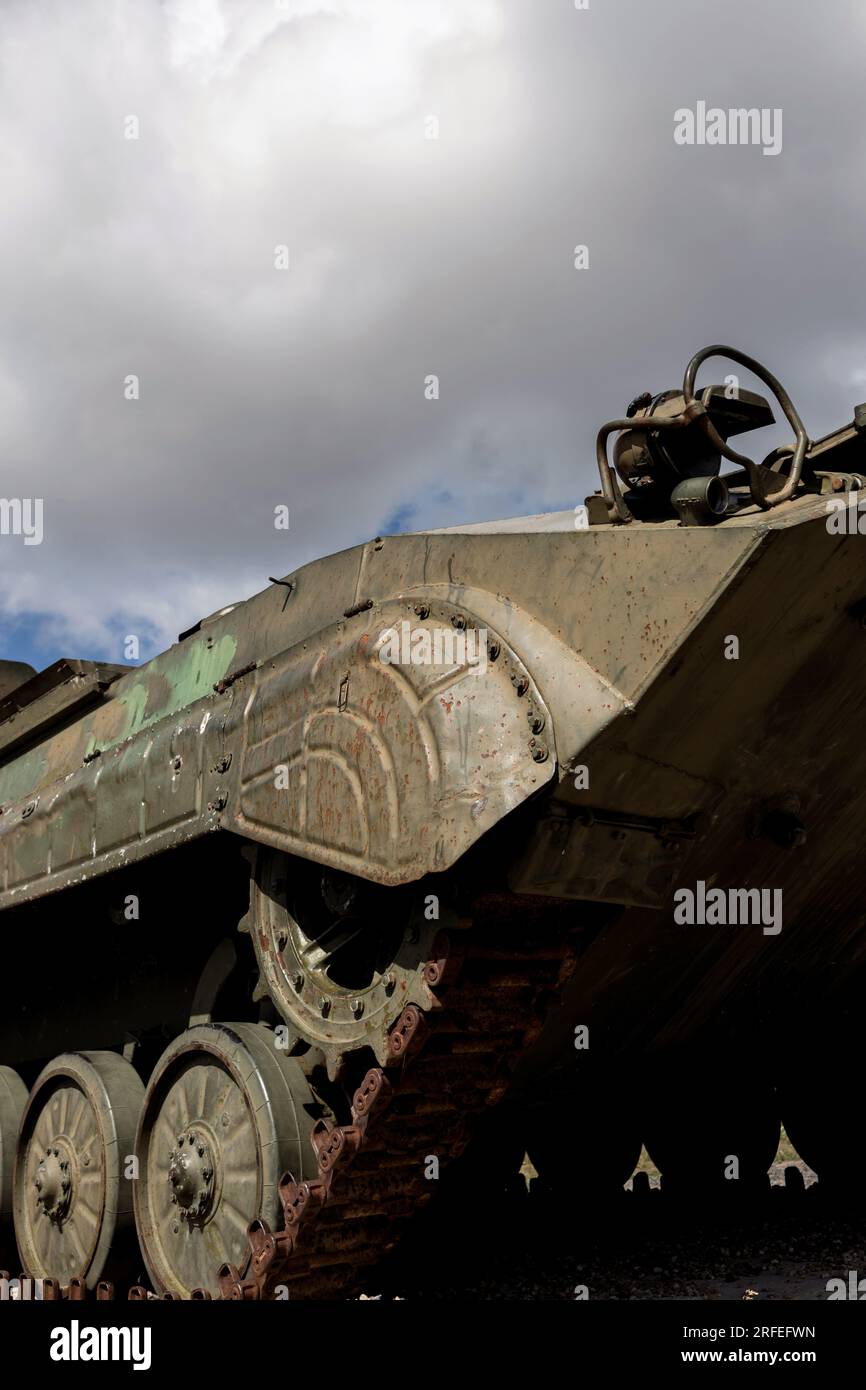 Military tank tracks close up. Detail view of vintage tank Stock Photo ...