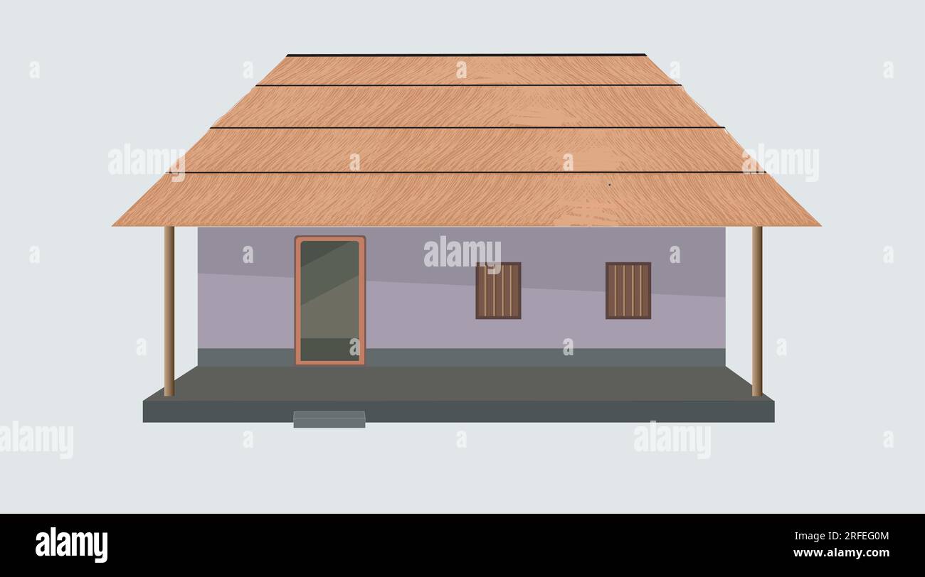 Indian 2d village poor house with beautiful background, cartoon ...