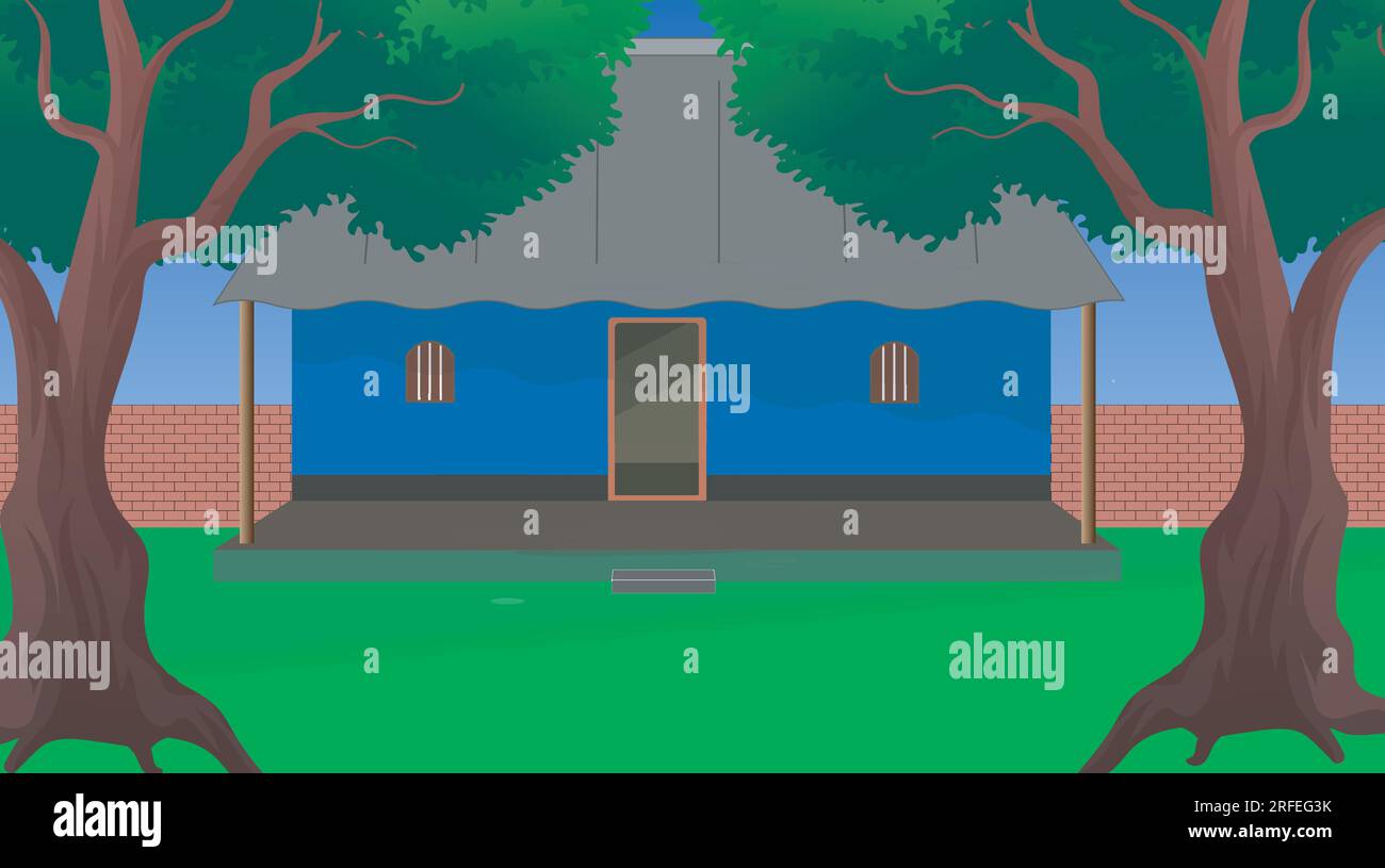 Indian 2d village house with beautiful background Stock Vector Image ...