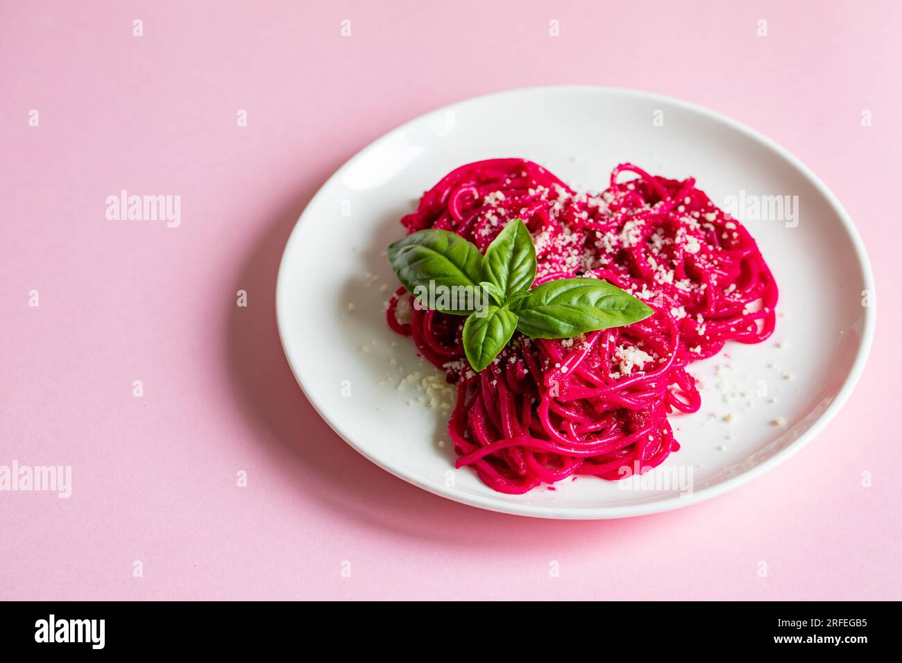 Beetroot Pasta, Barbie Themed Pasta. Pink noodles on pink background ...