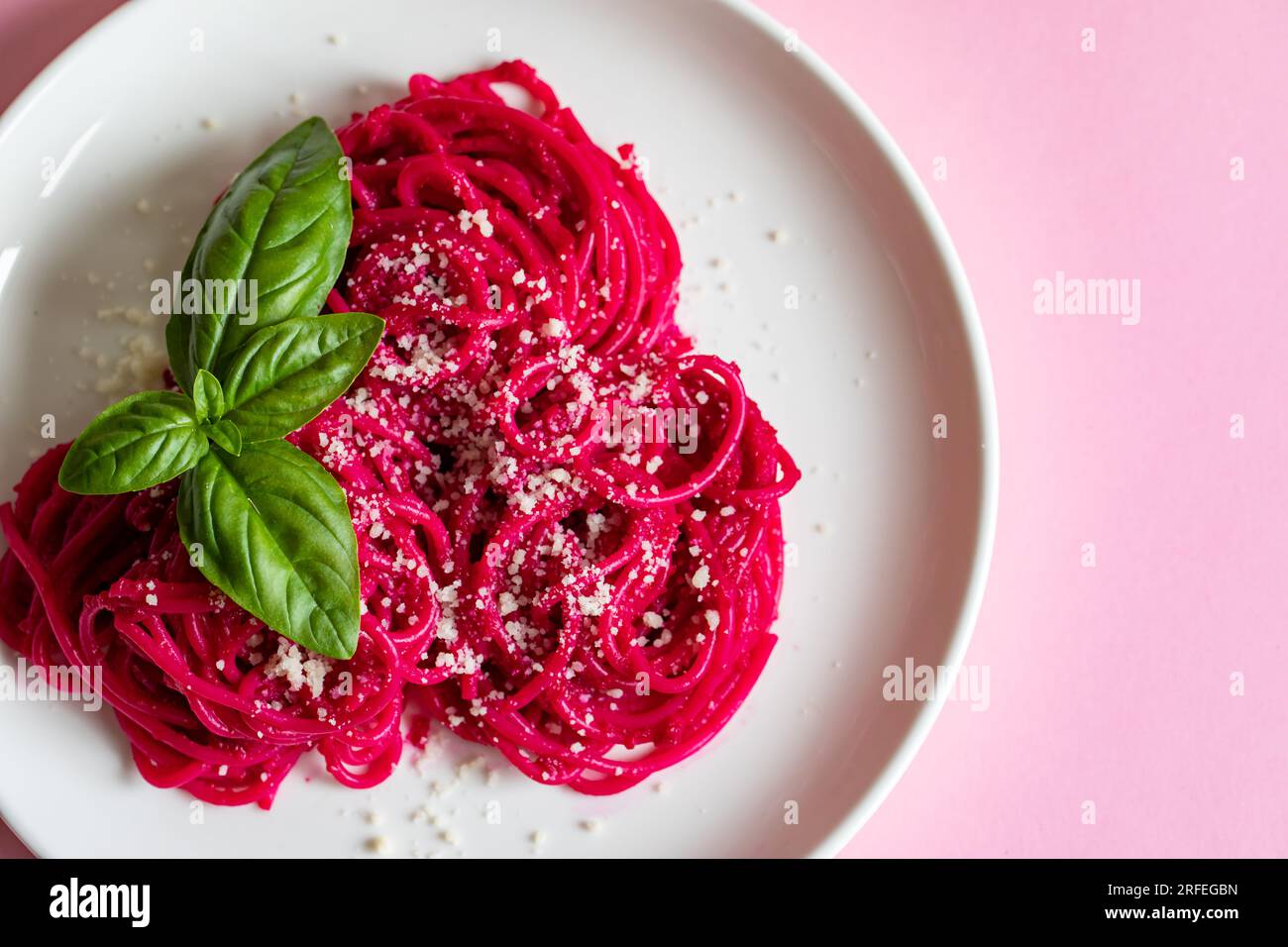 Beetroot Pasta, Barbie Themed Pasta. Pink noodles on pink background ...