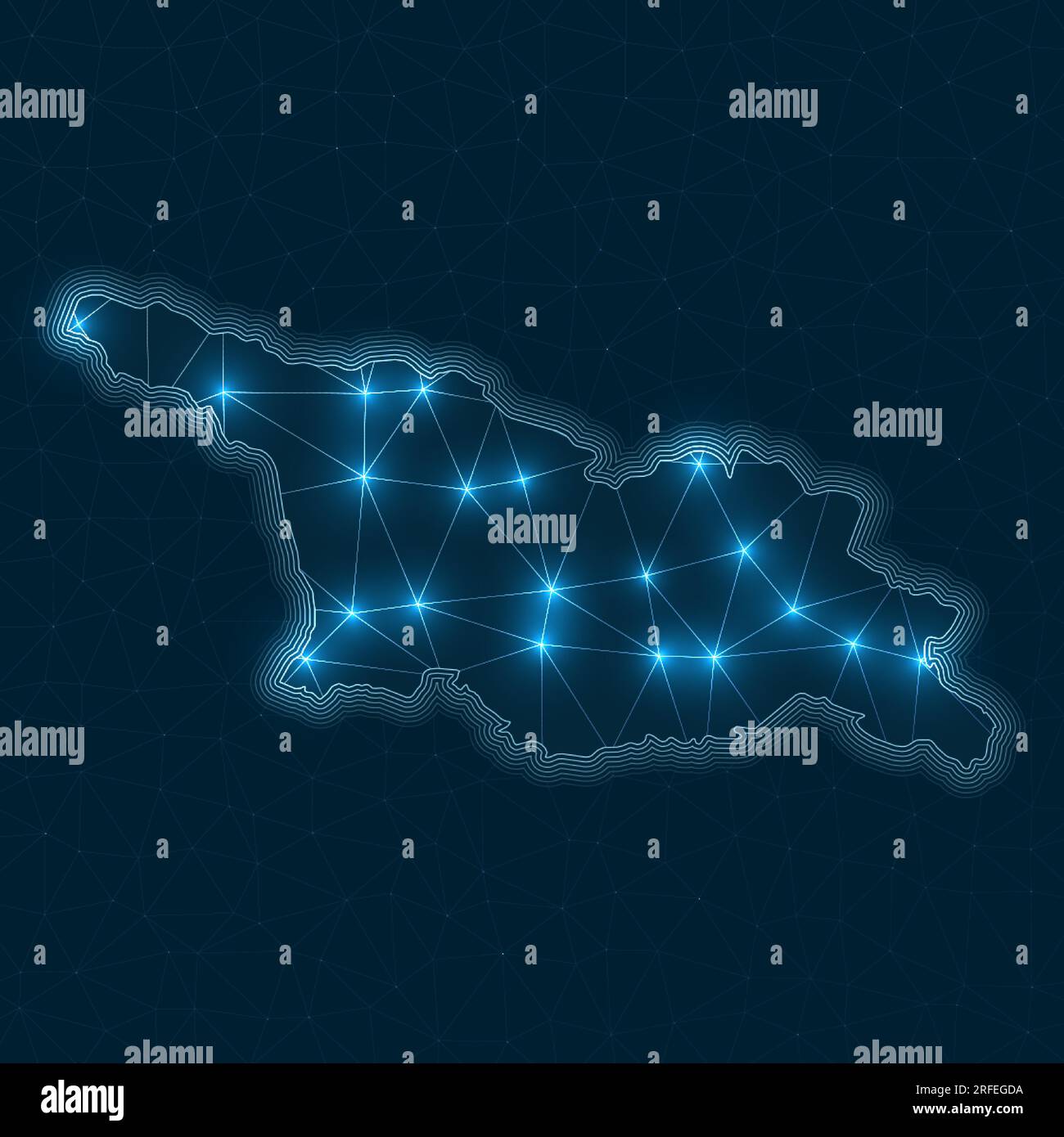 Georgia network map. Abstract geometric map of the country. Digital ...