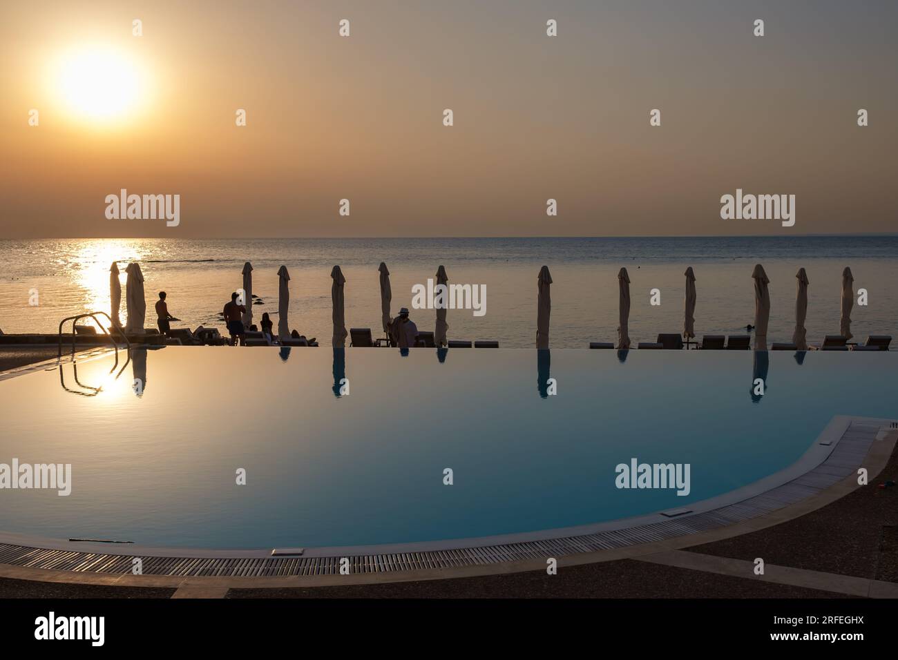Sani Beach, Greece - August 10, 2021 : View of an elegant swimming pool ...