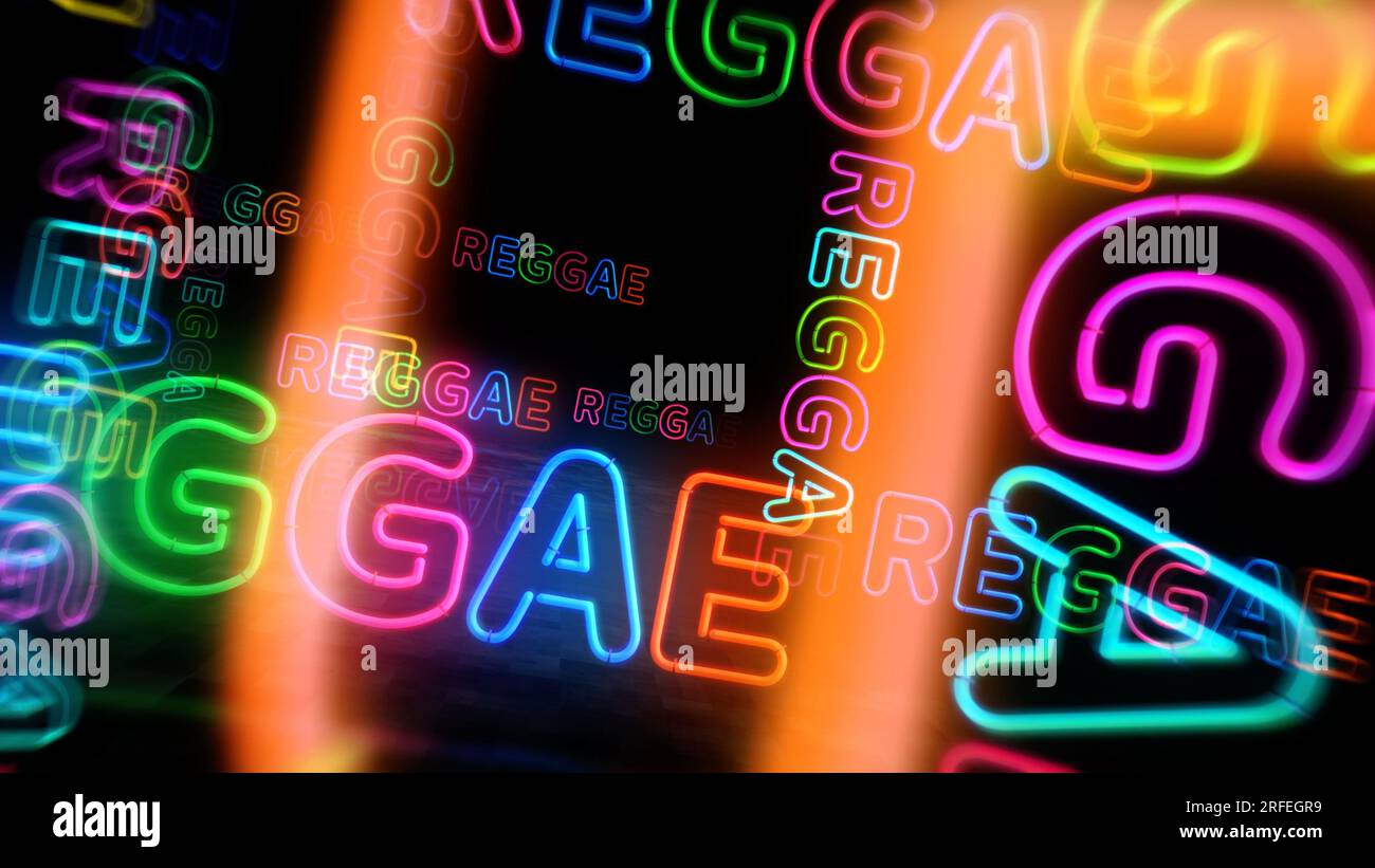 Reggae neon symbol. Freedom jamaica culture retro style light color ...