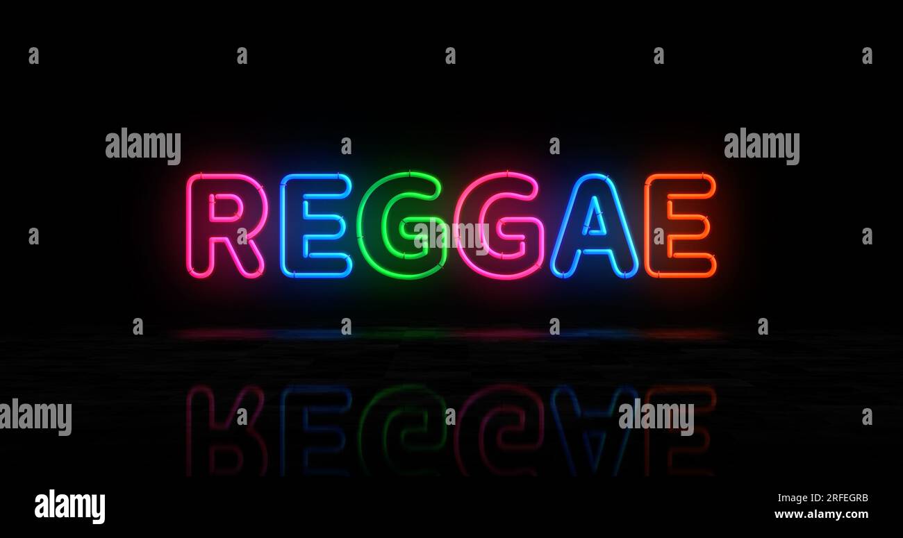 Reggae neon symbol. Freedom jamaica culture retro style light color ...